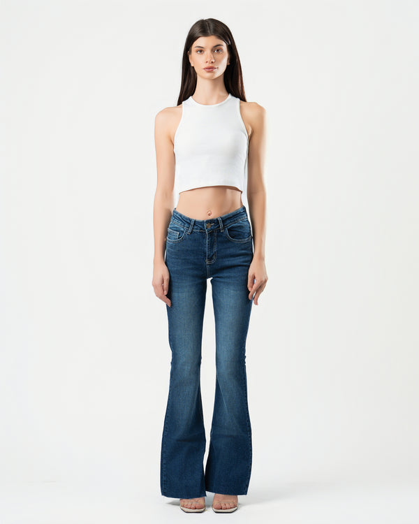 Flared Jeans in Dark Blue – PSYCH Online Store